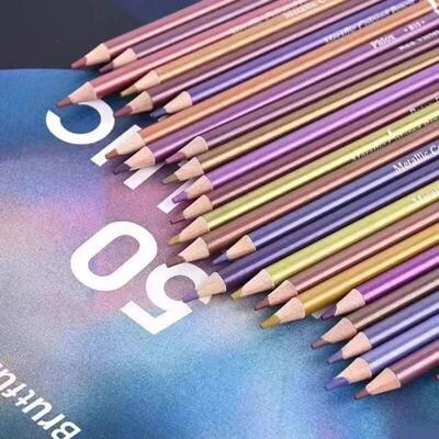 12 Color Metallic Colored Pencils Drawing Sketching Set Colo