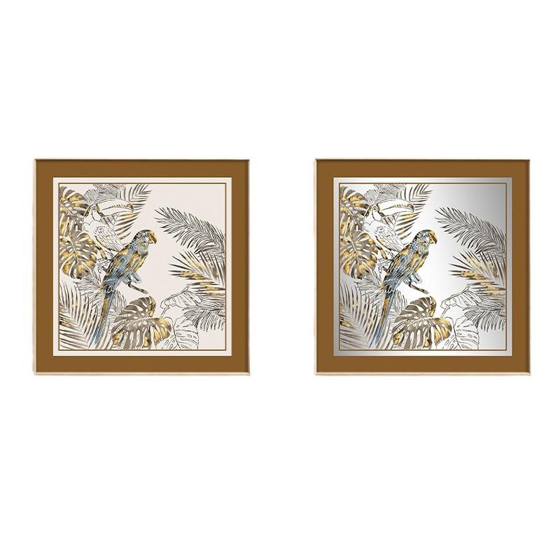 中式复古法式中古高级感桌面摆画镜子装饰画挂画客厅镜面画