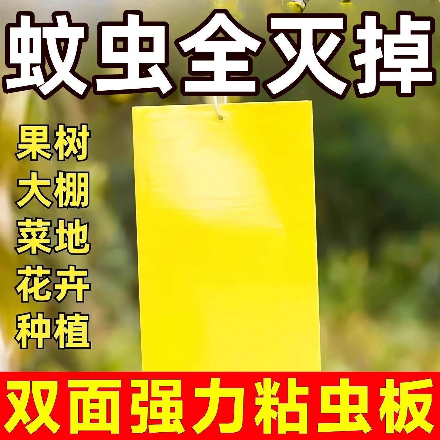 双面粘虫板黄板诱虫防水灭虫板粘蝇板粘蚊板粘蚊蝇板果园果树农用