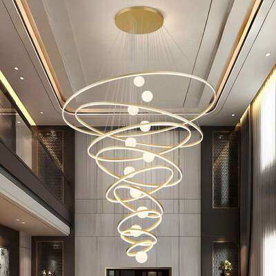 复式灯楼437大灯挑吊空客厅吊灯别墅楼梯灯奢现代轻楼中楼中空大