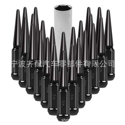 M14*2轮胎螺母螺丝Lug Nut 银色黑色尖头六角轮毂螺母 配带套筒