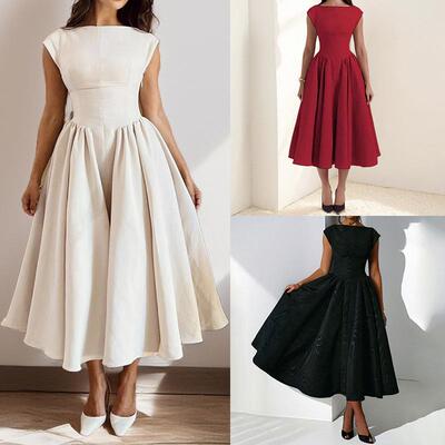 Polka Dot Dress Women Slim Round Neck Back Special Occasions