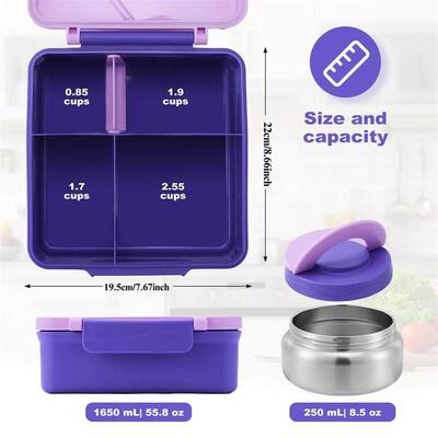 Four-Grid Lunch Box With Insulated Soup, For Teenagers And W
