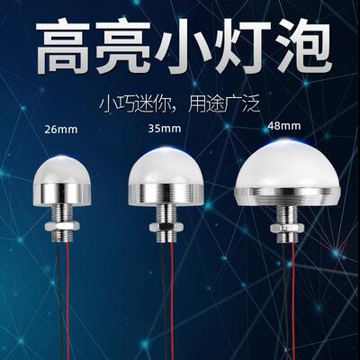 LED灯珠DC12VLED灯12伏3W5W强光24V电瓶广告字灯泡圆形照明灯泡AI