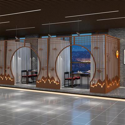 新中式仿古月洞门屏风隔断火锅店包厢饭店包间餐厅茶楼拱门卡座