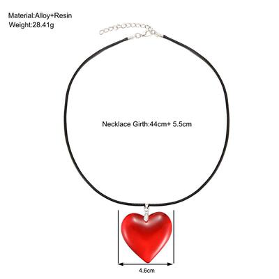 Red glass heart pendant necklaces women 红色玻璃心形吊坠项炼