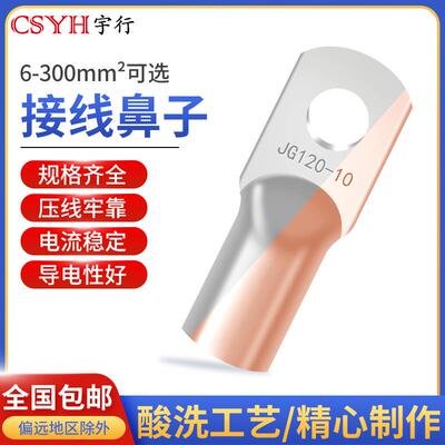 国标镀锡纯铜JG铜线鼻子JG95-10(10只）船用铜线耳冷压接线