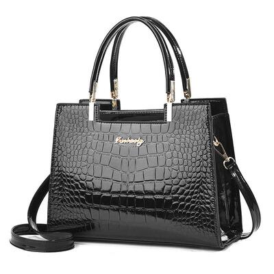 Fashionable Crocodile Embossed Handbag Letters Decorated