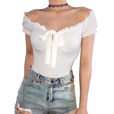 Solid Off The Shoulder Sexy Ladies Stretchy Bodysuit Women T