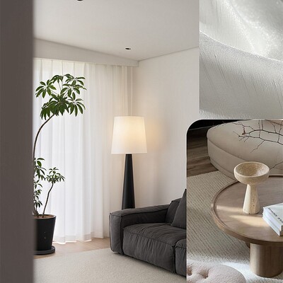 梦幻珠透光纱帘透光卧不人客厅阳台室白现代简FFG约纱高级感轻奢