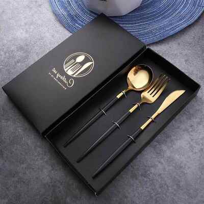 stainless steel knife and fork spoon fourpcs set golden stea