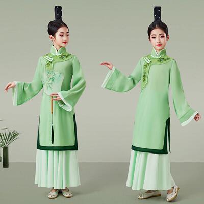 清风徐来舞蹈服儿童中国舞青绿色夜泊秦淮团扇艺考古典舞演出服装
