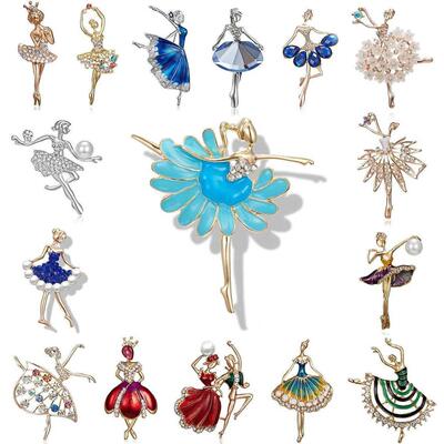 SKEDS Exquisite Crystal Ballet Dancer Brooches Jewelry Pins