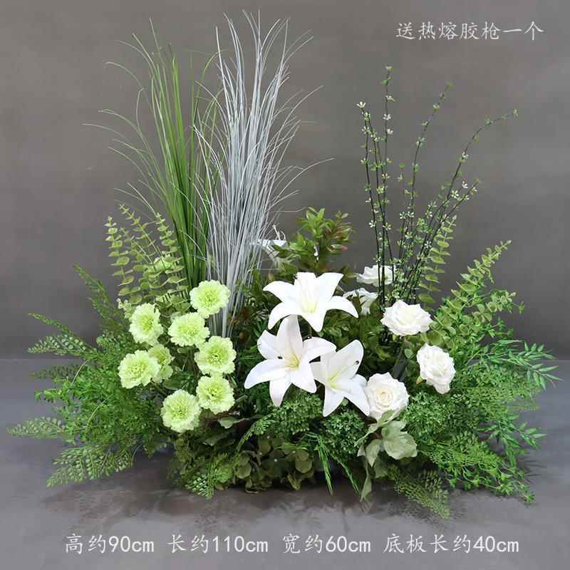 新款森系订婚婚庆地排花婚礼花柱花艺路引仿真花商业美陈橱窗道具
