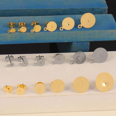 50-100pcs/lot Stainless Steel Earring Studs Blank Post Base