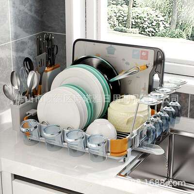 太空铝1249放多碗碗碟收纳架厨房水功能置物架台面水槽沥架双层盘