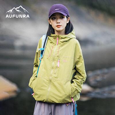 AUFUNRA新款2026山系男女休闲夹克户外防风机能连帽冲锋外套上衣