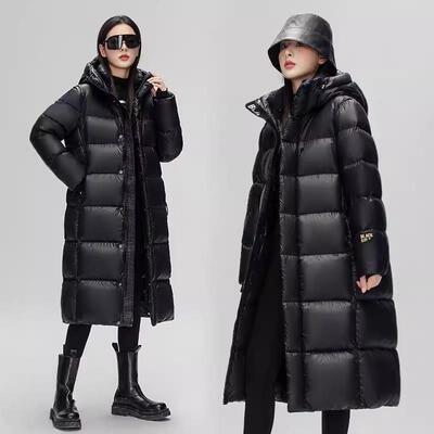 20236装男女同款羽服女男情膝侣长款过加绒厚黑金羽绒服冬季外套