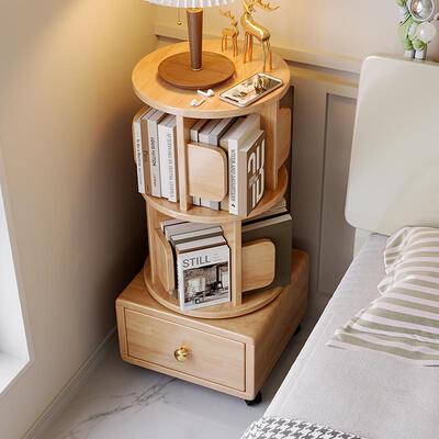 置实木旋转儿床F78JMS68头柜书架卧室移一体简约多功能物架童收动