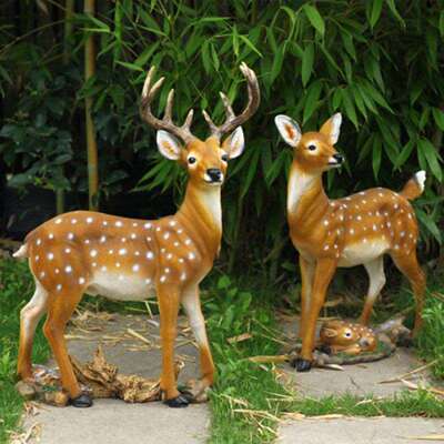 仿真动物摆梅花鹿花园客厅庭GKI院户外园林饰雕装塑树脂工艺件品