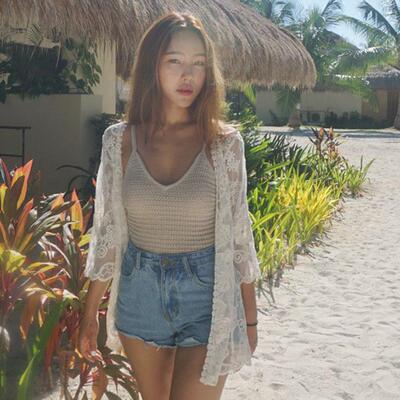 Rose sun protection clothing, lace cardigan jacket, air