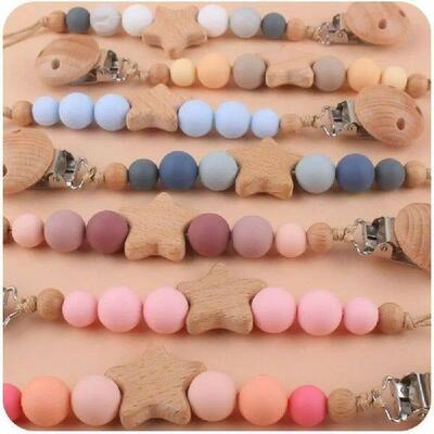 Soother Holder Nipple Holder Clips Wood Children Pacifier