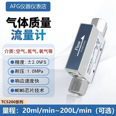 安丰固TC5200高精度热式气体质量流量计不带显示空氮氦微小气体