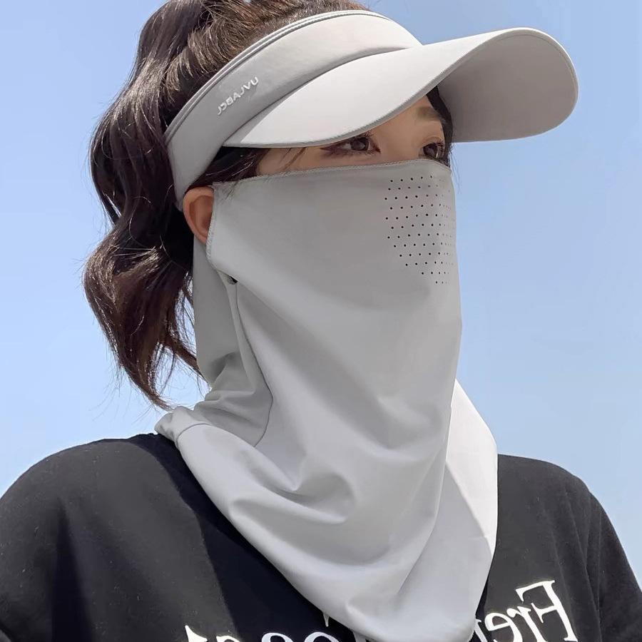 防晒面罩男女冰丝挂耳护颈围脖遮全脸脖套夏天遮阳骑行面巾面纱潮