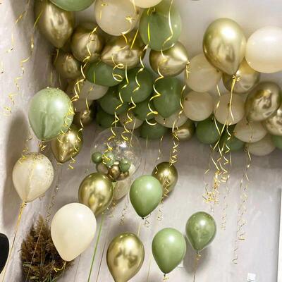 30pcs 10inch Retro Dark Green Chrome Gold Latex Balloons Bab