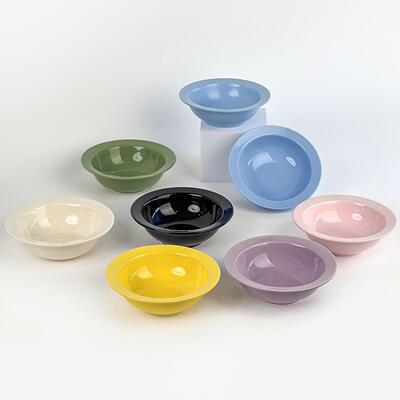 Ins-style macaron-colored pet bowl with a protective edge, h