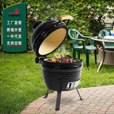陶瓷烧烤炉工厂直销kamado欧美流行BBQ烤肉炉木炭大绿蛋烟熏烤架