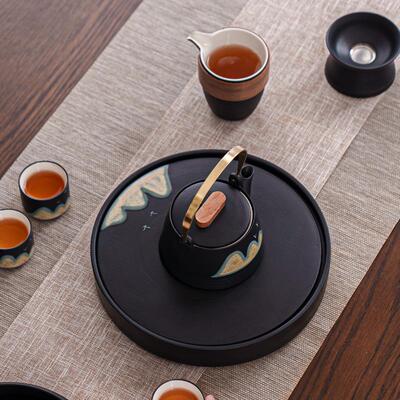 日式家陶茶盘现代轻奢简约办公室茶台瓷茶海台办公干用LT389远泡