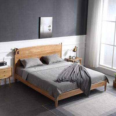 北欧日式全实木床双人床1.5m1.8米小户主卧室现代简约经济型婚床
