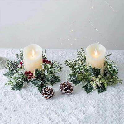 Christmas Ornaments Candle Holder Candlestick Wreath Centerp