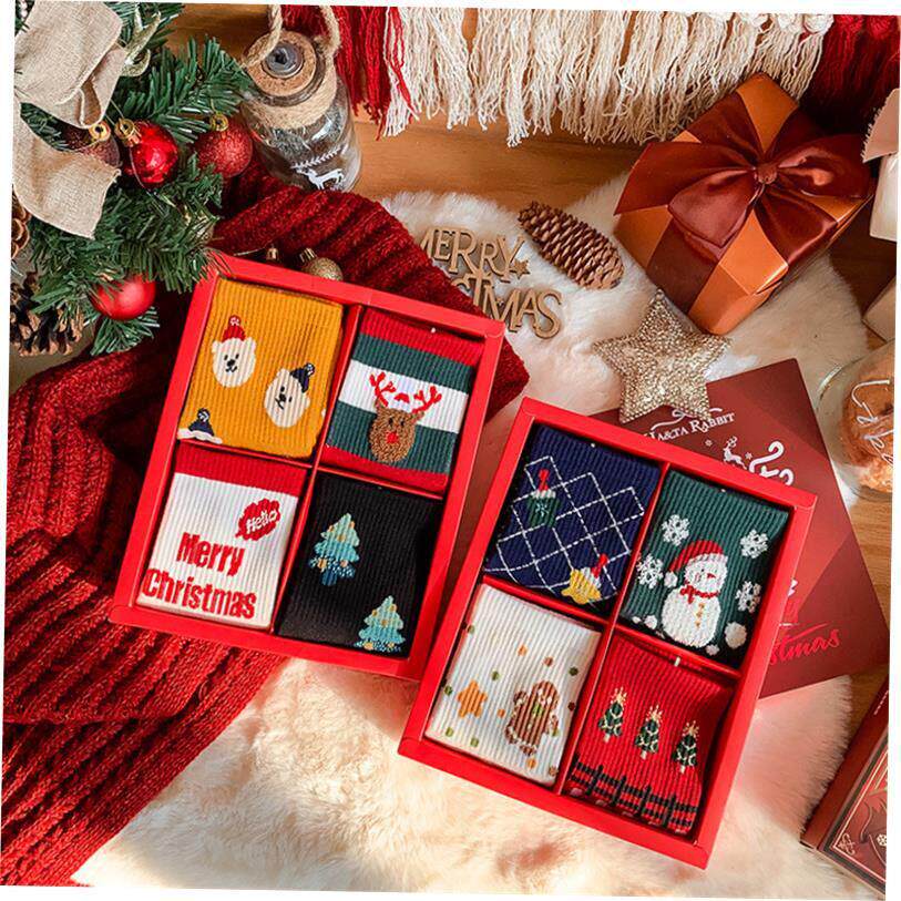 Christmas gift box socks cartoon mid-tube socks 圣诞中筒袜