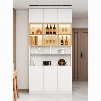 fLE客厅实木酒柜家用玻璃门餐边柜高级展示柜时尚储物柜轻奢书柜