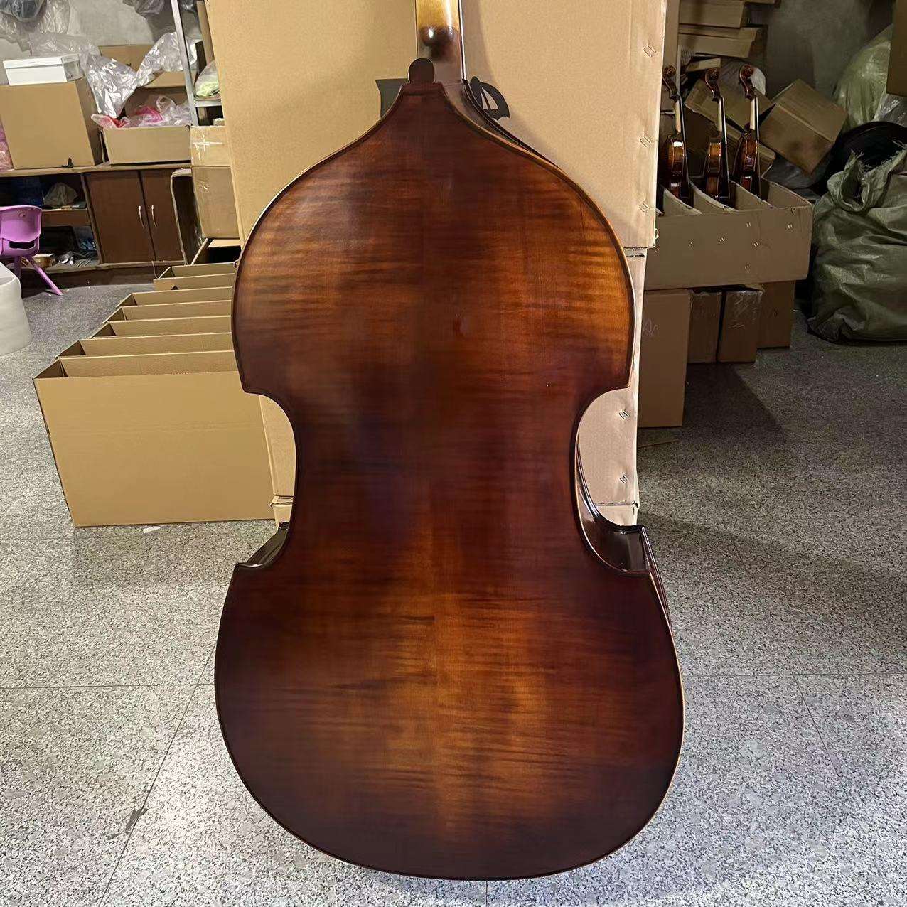 高档虎纹低音提琴手工低音提琴倍大提琴doublebass花纹实木贝司