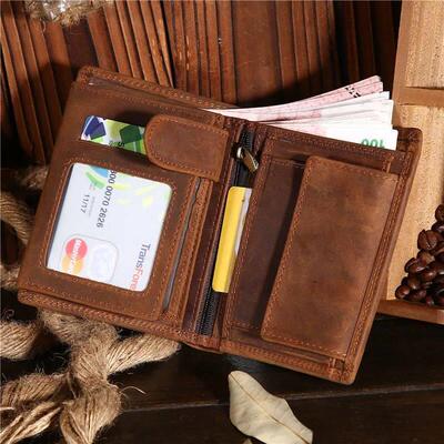 Men Genuine Leather Wallet Credit Card in Pocket Mini Money