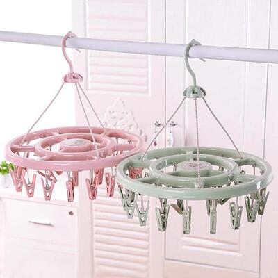 Windproof Clothes Drying Rack with 32 Plastic Clips, Suitabl