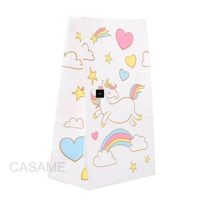 12pcs Unicorn Party Paper Bag Birthday Gift Bags Pink Candy