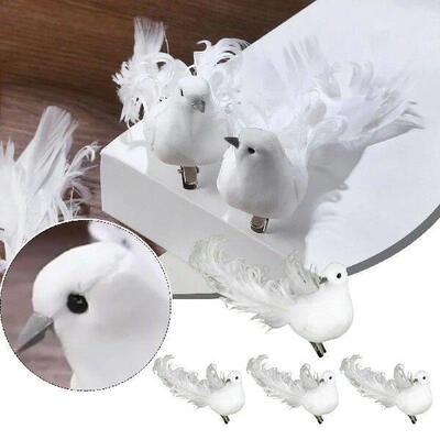 4 Pack Artificial Foam Feather Dove Lover Peace White