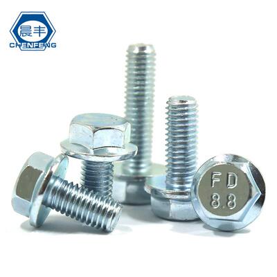 M6M8M10M12 8.8级镀锌六角法兰面螺栓带垫螺丝平脑正国标 GB5789