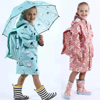 Raincoat Children Rain Poncho Boys Girls Poncho with Schoolb