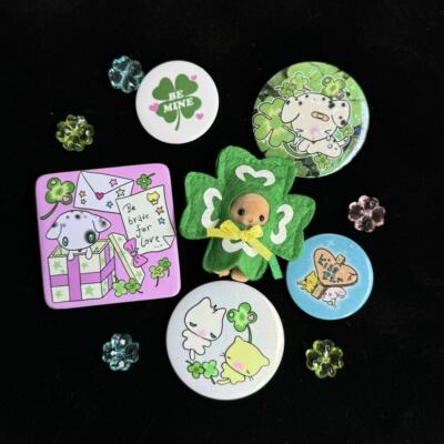 onionion*鸟鸟一 幸运四叶草马口铁徽章套组 复古可爱原创吧唧