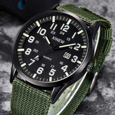 Men‘s Nylon Strap Military Watch High Quality Luminous Quar
