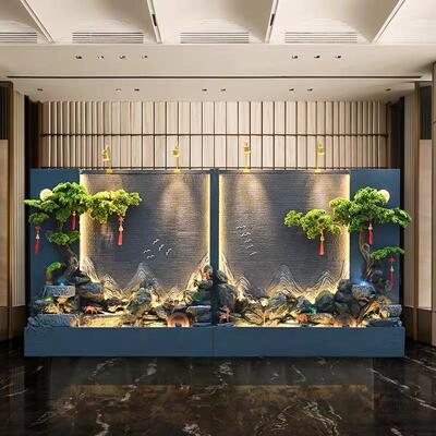大型水幕流水摆件花园院假山鱼池公庭酒墙店屏风流水司墙装NXE饰