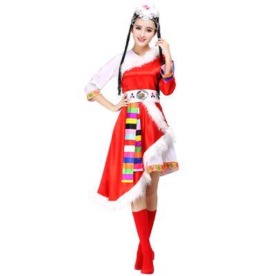 正品族舞蹈装演出女成人儿藏童康定服情歌少数民族藏族服舞台表演