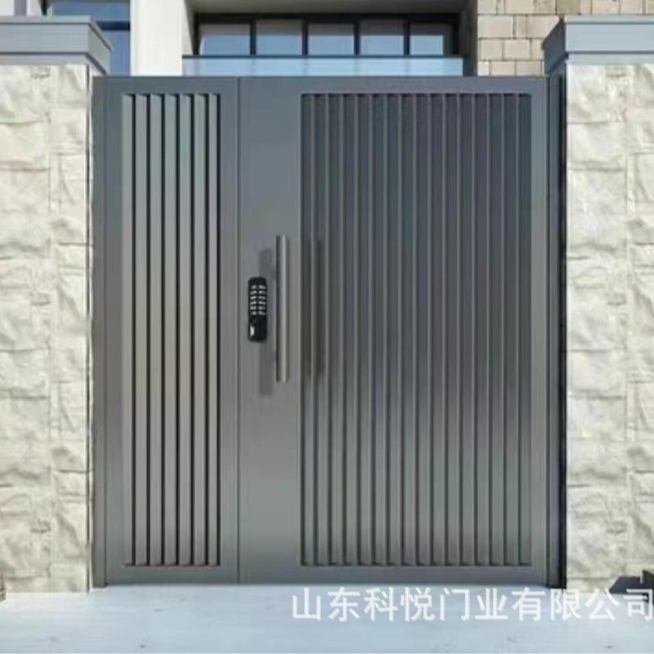 新中式别墅双开进户门农村庭院入户门自动智能密码铝艺防盗门