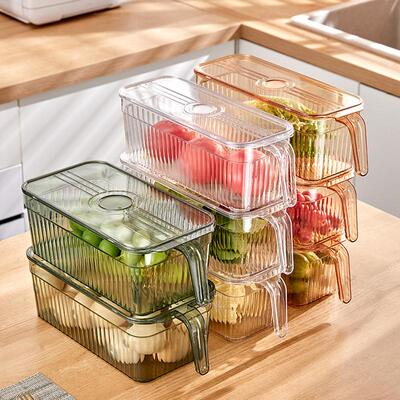 Collect plastic storage boxes with handles, refrigerator org