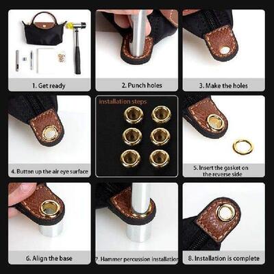 1 Set Of Hole Punch Tool Metal Eyelet Installation For Bag
